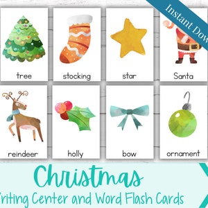 Christmas Flash Cards Flashcards for Preschool Word Wall - Etsy