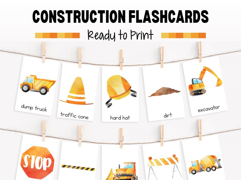Construction Flashcards for Preschool, Printable Flashcards for ...