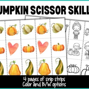 Pumpkin Cutting and Tracing Pages for Preschool, Printable, Scissor ...