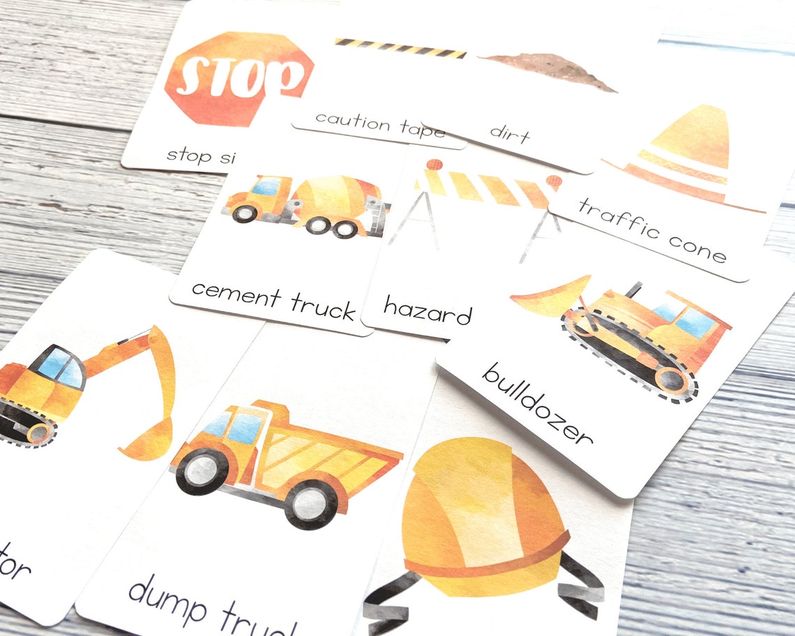 Construction Flashcards for Preschool Printable Flashcards - Etsy