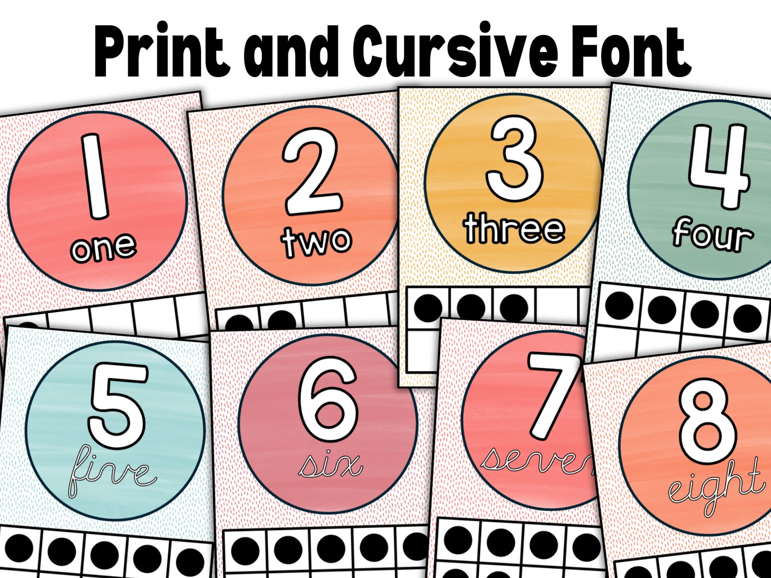 Printable Number Posters Classroom Decor, Boho, Watercolor, Boho ...