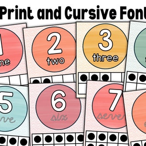 Printable Number Posters Classroom Decor, Boho, Watercolor, Boho ...
