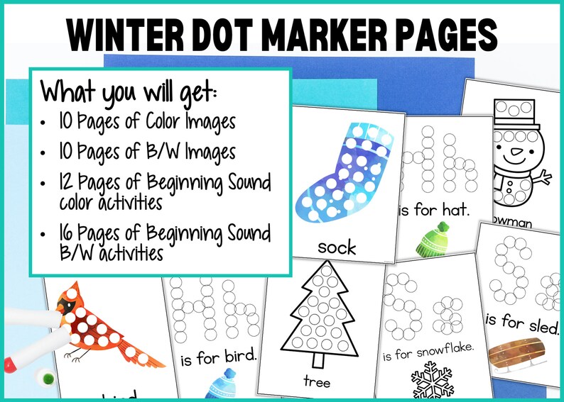 Winter Dot Marker Activities for Preschool, January Fine Motor Dabber ...