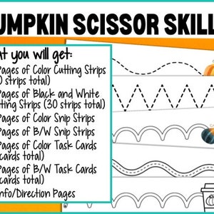 Pumpkin Cutting and Tracing Pages for Preschool, Printable, Scissor ...