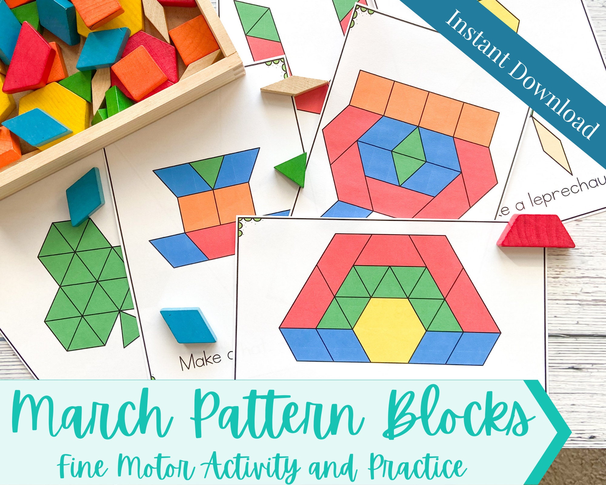 St. Patrick's Day Pattern Block Mats Fine Motor Activity and Practice ...