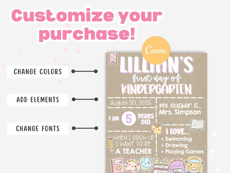 Editable First Day Sign, First Day of School Printable, Editable Kraft ...