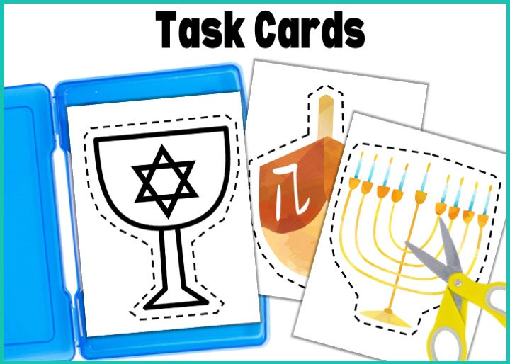 Hanukkah Scissor Practice Activity for Preschool, Fine Motor Cutting ...