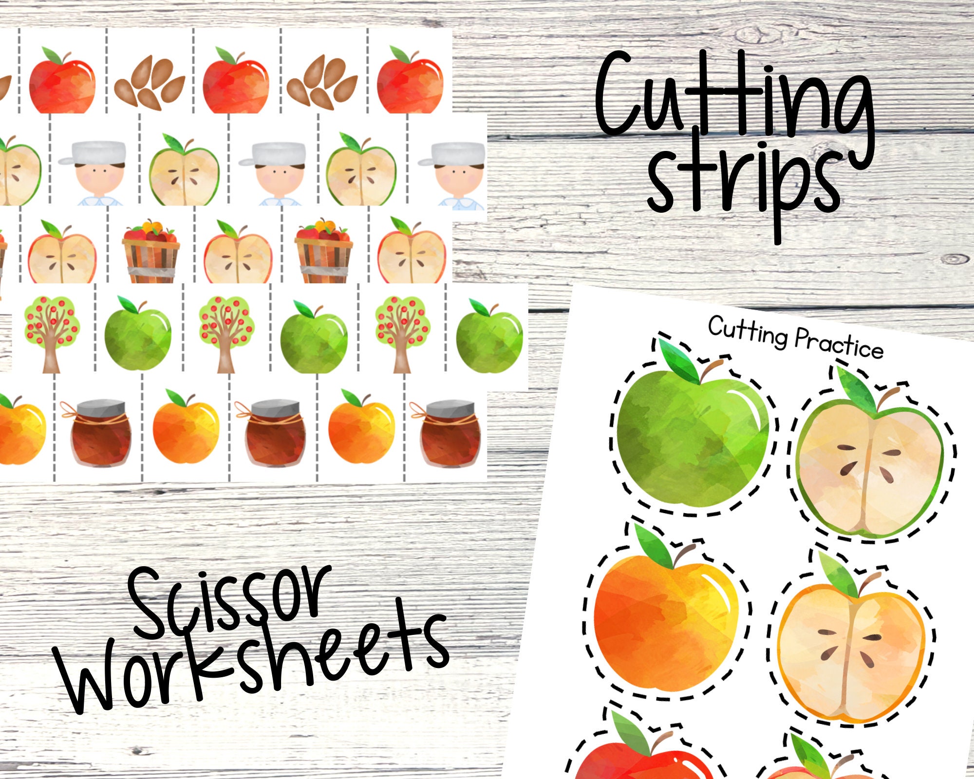 Apple Cutting Practice _ FREE Printable Preschool Cutting Worksheets ...