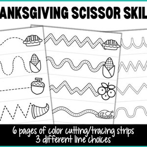 Thanksgiving Cutting and Tracing Pages for Preschool, Fine Motor ...