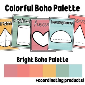 Printable Shape Posters Classroom Decor, Boho, Watercolor, 2D Shapes ...