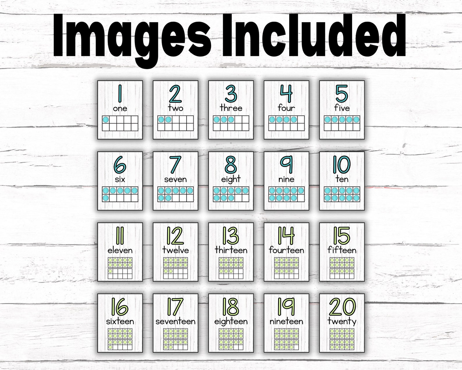 Printable Number Posters Classroom Decor, Shiplap, Watercolor, Teal ...