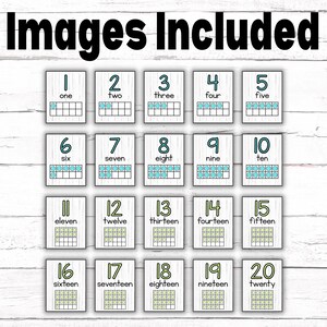 Printable Number Posters Classroom Decor, Shiplap, Watercolor, Teal ...