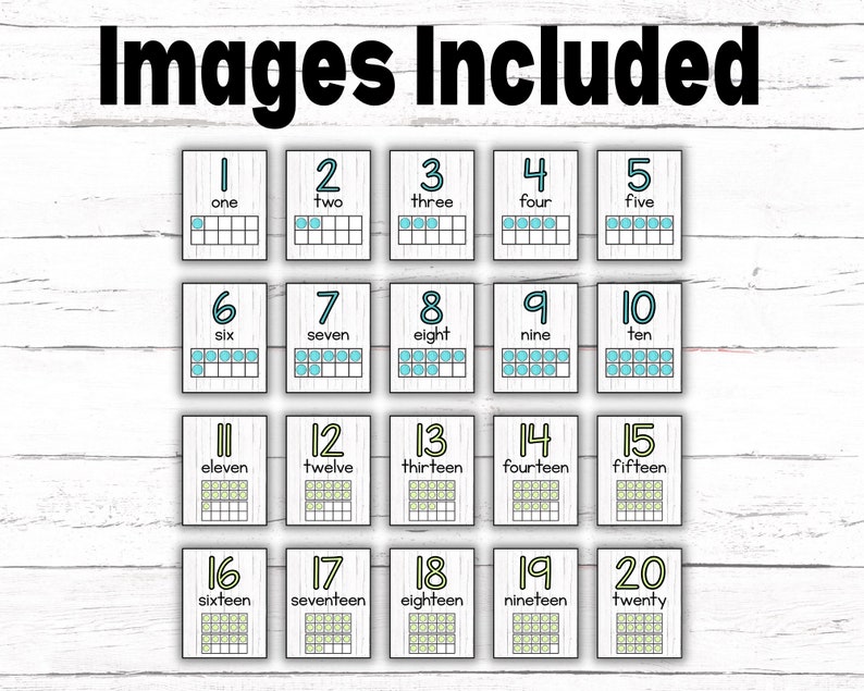Printable Number Posters Classroom Decor Shiplap Watercolor - Etsy