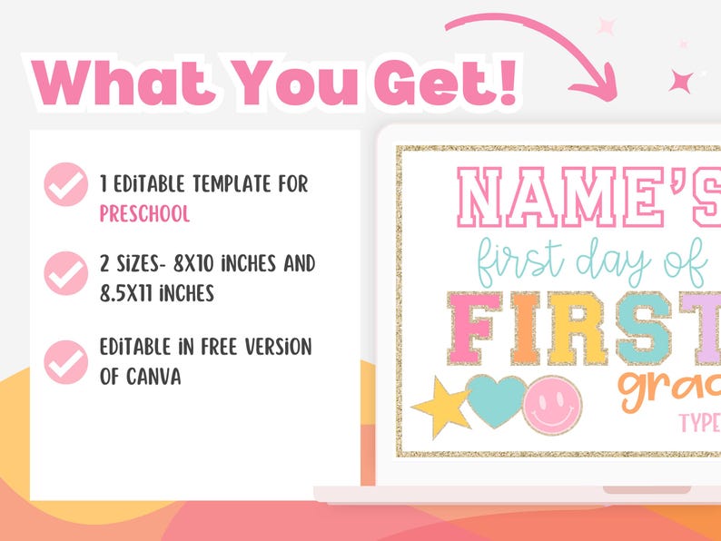 Editable First Day of First Grade Sign, First Day of School Printable ...