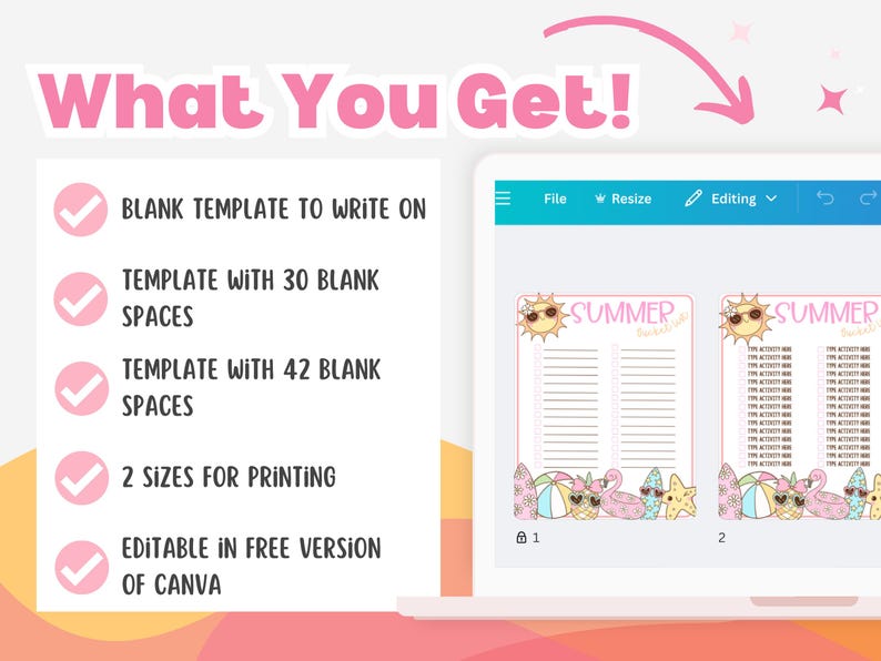 Editable Summer Bucket List Printable, Custom Kids Bucket List, Summer ...