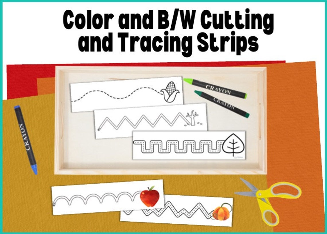 Fall Cutting and Tracing Pages for Preschool, Printable, Scissor ...