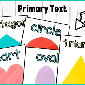 Printable Shape Posters Classroom Decor, White, Classic, Watercolor, 2D ...