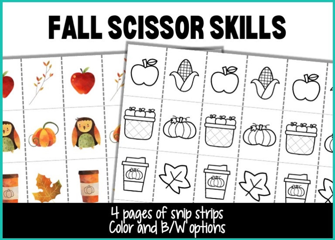 Fall Cutting and Tracing Pages for Preschool, Printable, Scissor ...