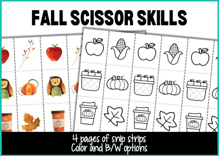 Fall Cutting and Tracing Pages for Preschool, Printable, Scissor ...