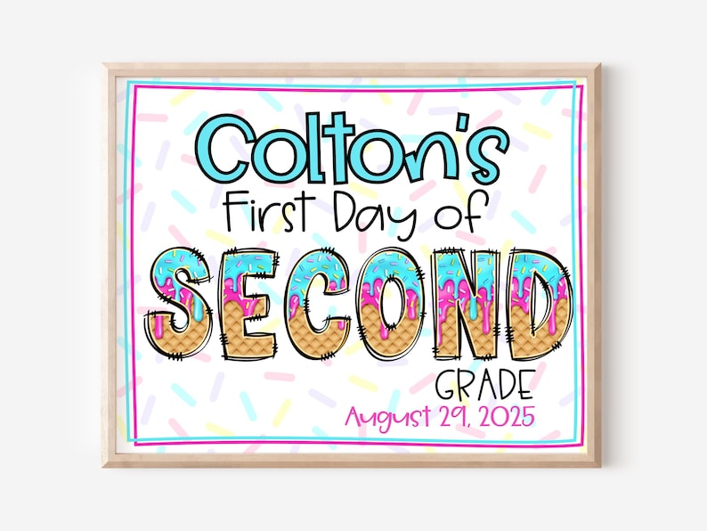 First Day of School Sign, First Day of School Printable, Icecream Drip ...