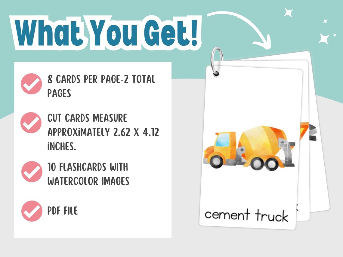 Construction Flashcards for Preschool, Printable Flashcards for ...