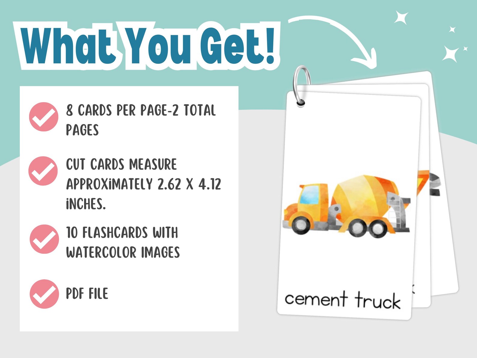 Construction Flashcards for Preschool, Printable Flashcards for ...