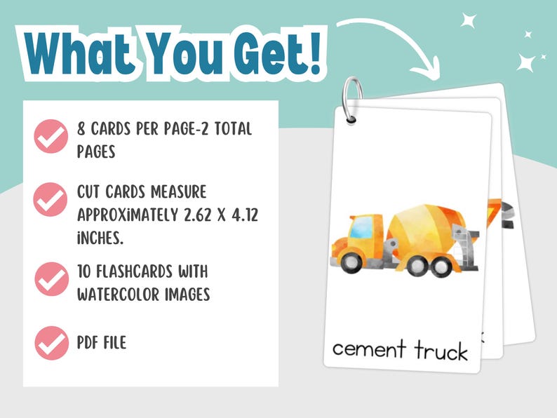 Construction Flashcards for Preschool, Printable Flashcards for ...