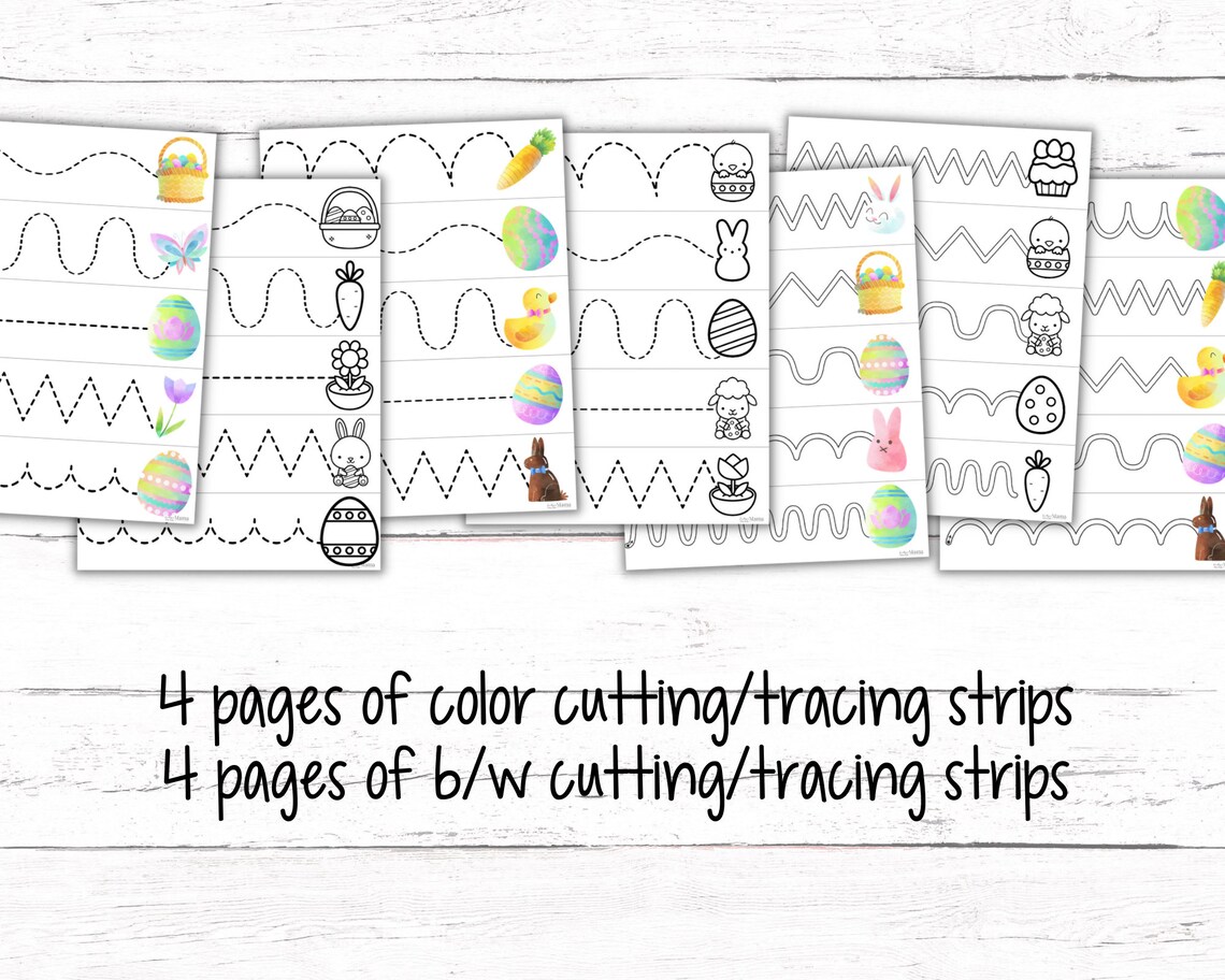 Easter Cutting and Tracing Pages for Preschool Easter | Etsy