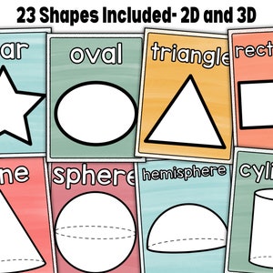 Printable Shape Posters Classroom Decor, Boho, Watercolor, 2D Shapes ...