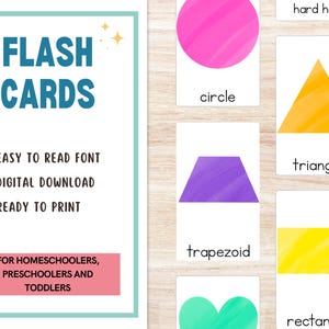 2D Shape Flashcards for Preschool, Printable Shape Flashcards for ...