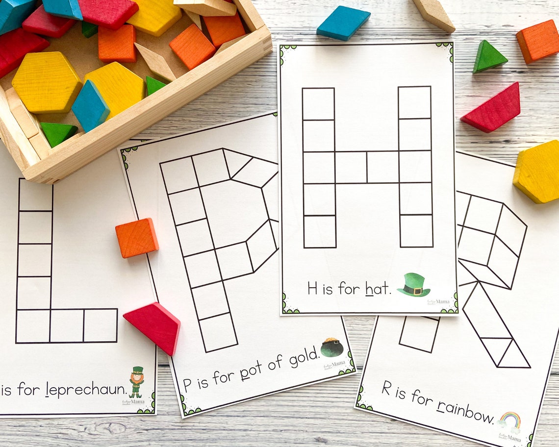 St. Patrick's Day Pattern Block Mats Fine Motor Activity and Practice ...