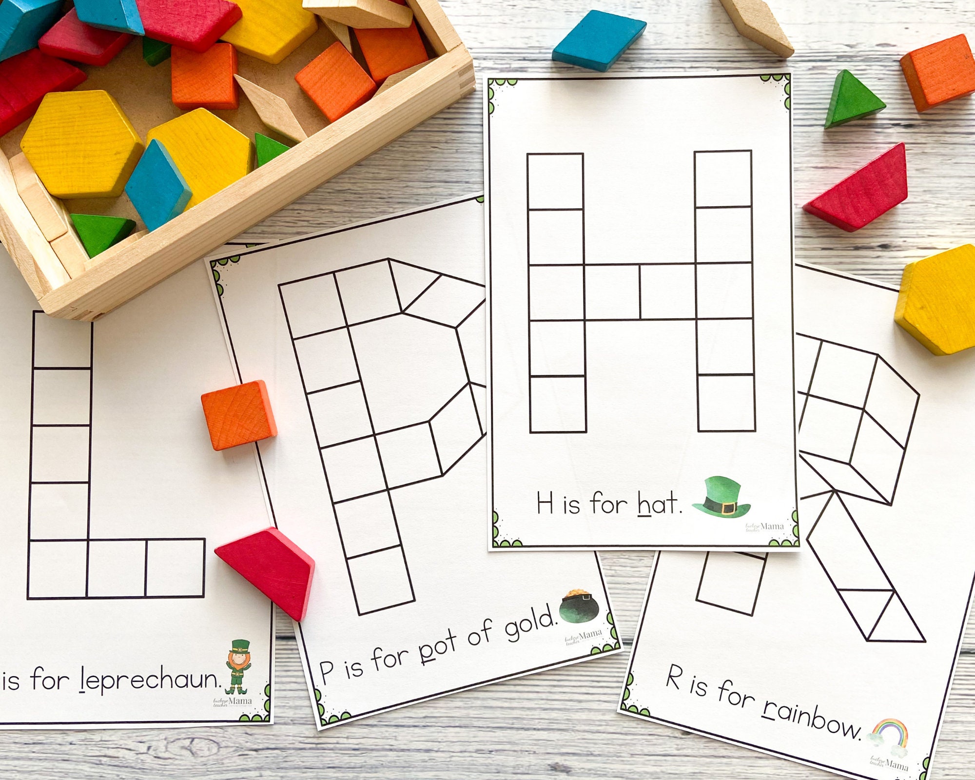 St. Patrick's Day Pattern Block Mats Fine Motor Activity and Practice ...