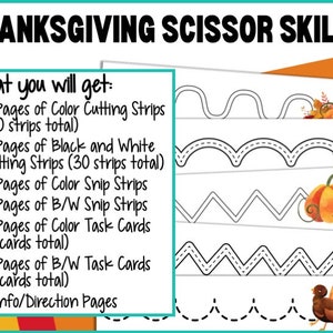 Thanksgiving Cutting and Tracing Pages for Preschool, Fine Motor ...