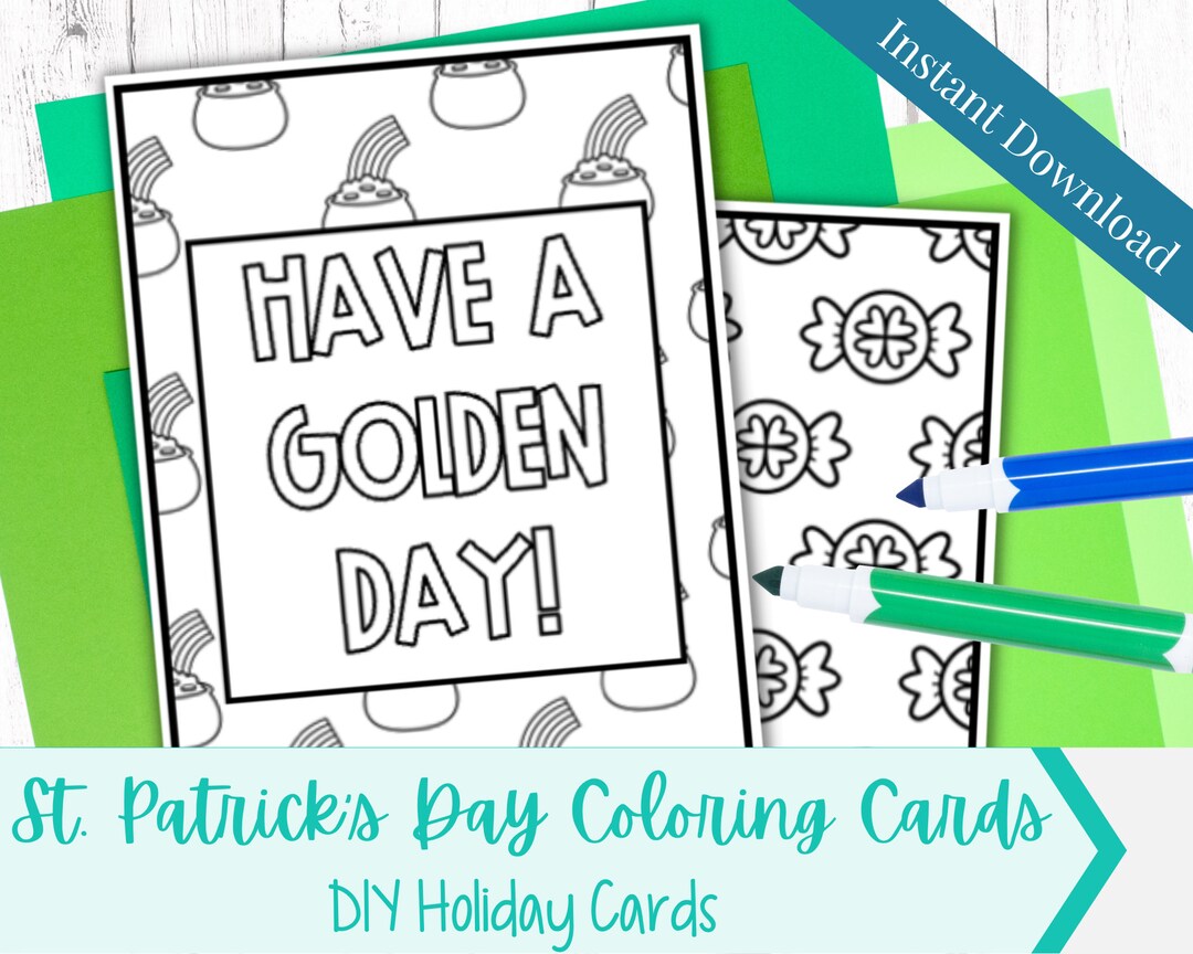 St. Patrick's Day Coloring Cards, Kids St. Patrick's Day Coloring Pages ...