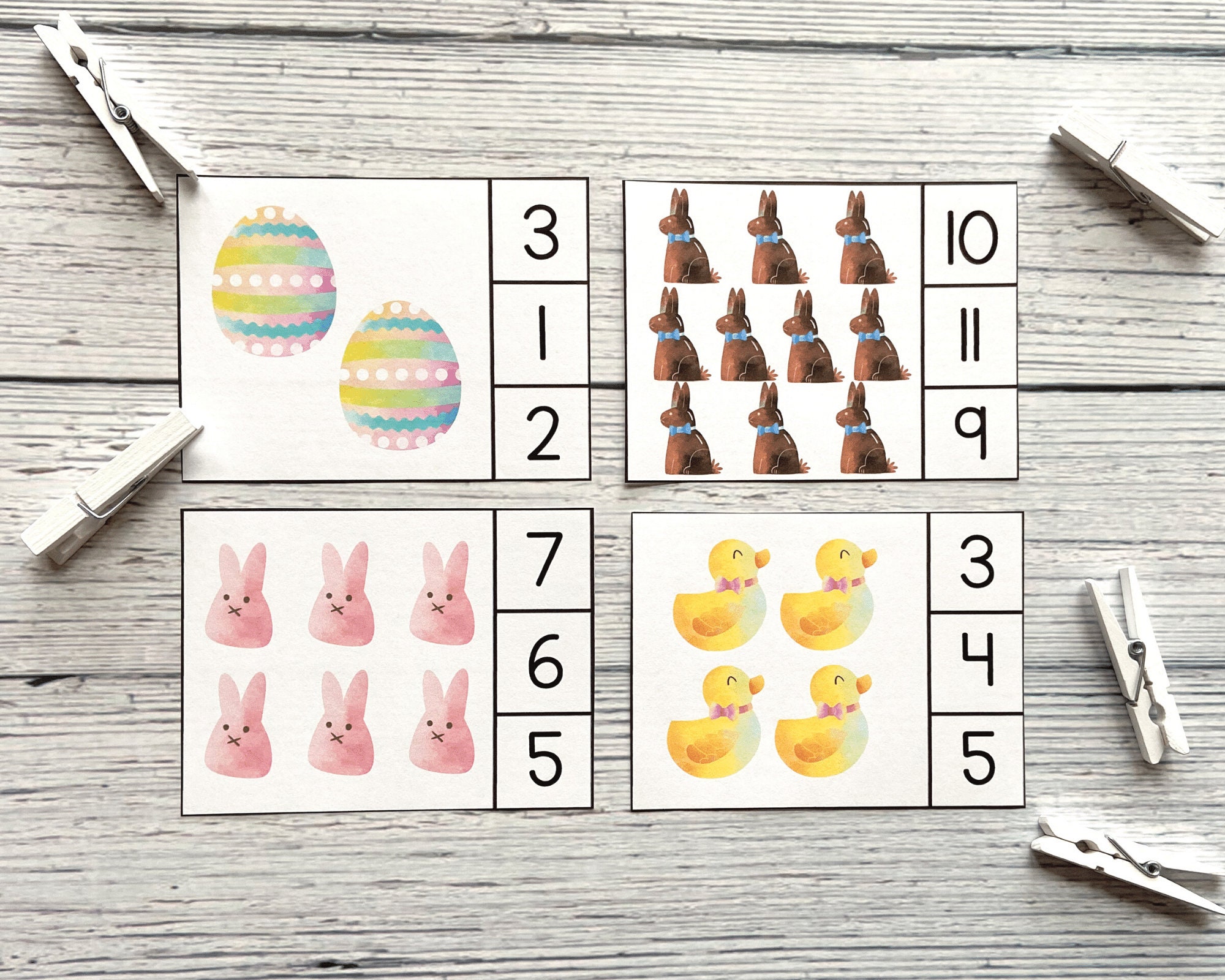 Easter Clip Cards for Preschool | Montessori | Letters and Counting ...