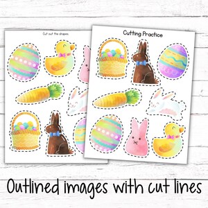 Easter Cutting and Tracing Pages for Preschool Easter | Etsy
