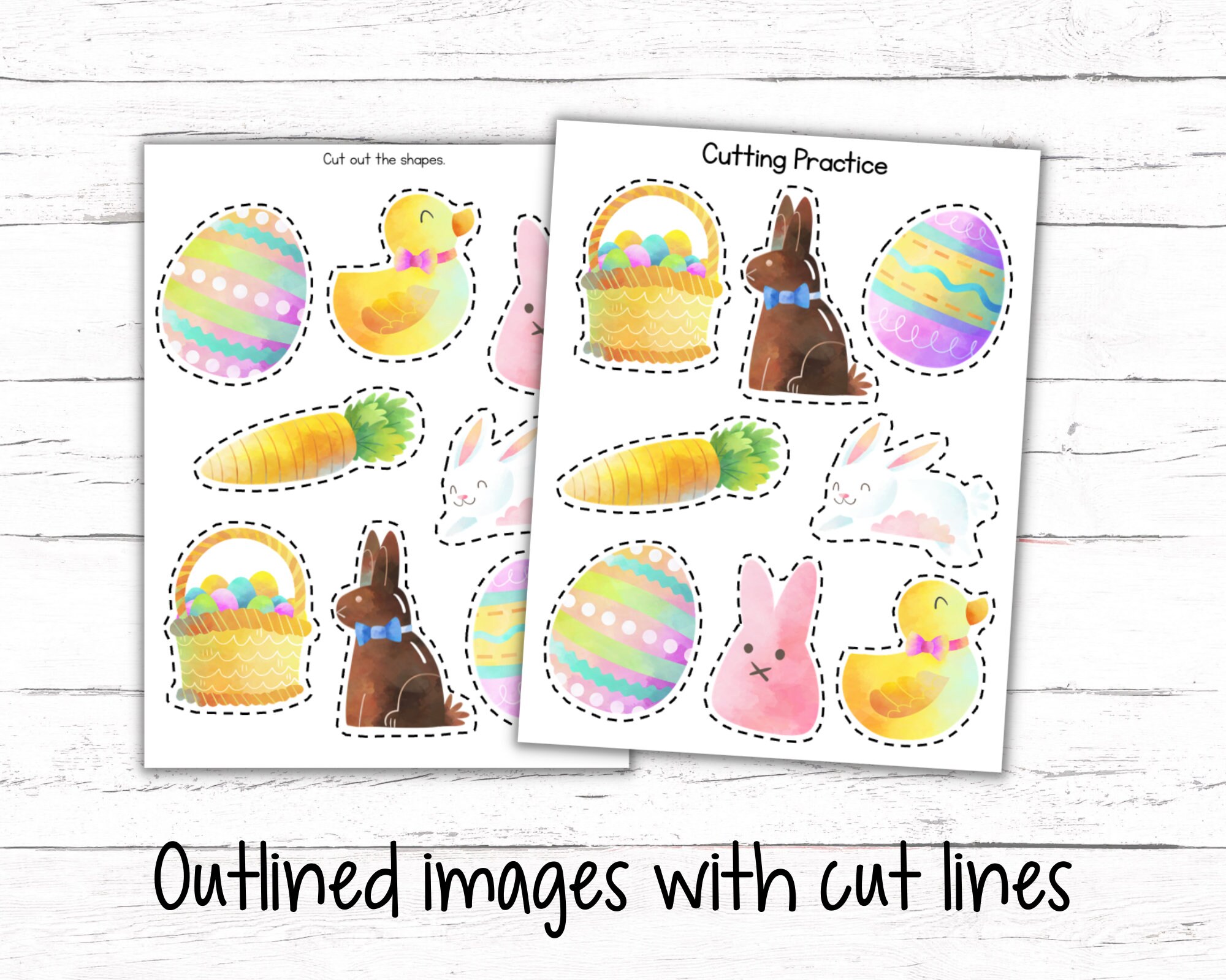 Easter Cutting and Tracing Pages for Preschool Easter | Etsy