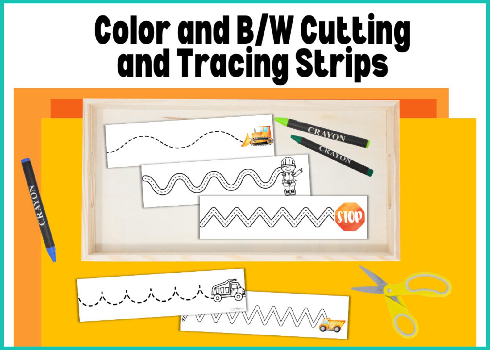 Construction Scissor Practice Activity for Preschool, Fine Motor ...