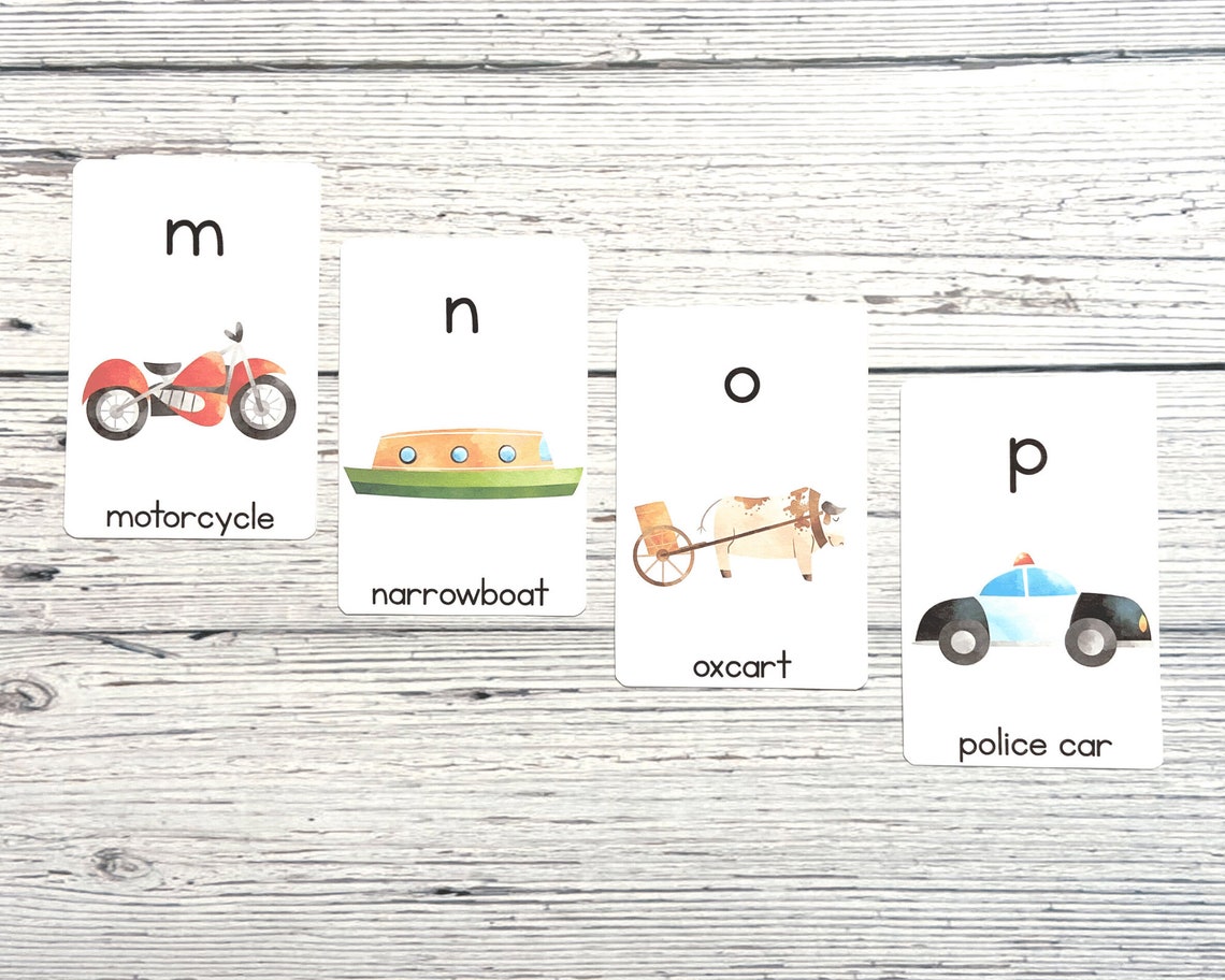 ABC Transportation Flash Cards Vehicle Flashcards Alphabet - Etsy