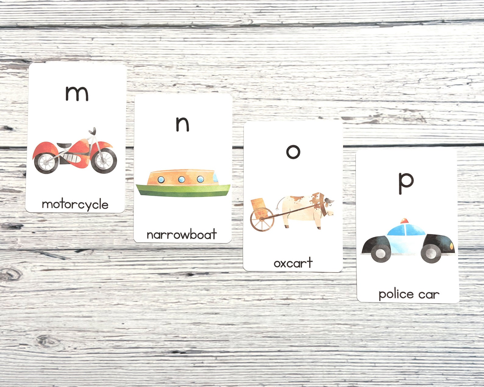 ABC Transportation Flash Cards, Vehicle Flashcards, Alphabet Vehicle ...