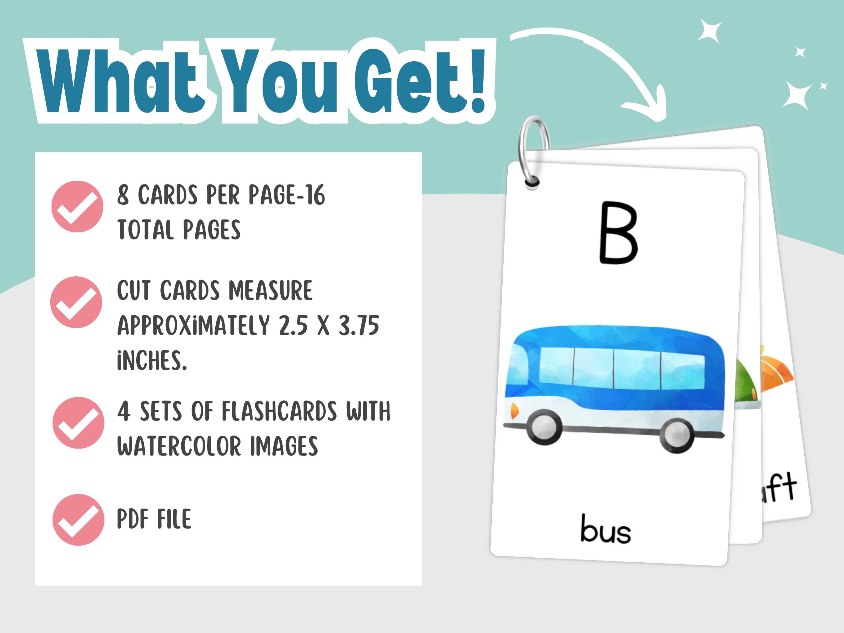 ABC Transportation Flash Cards Printable, Vehicle Alphabet A-Z ...