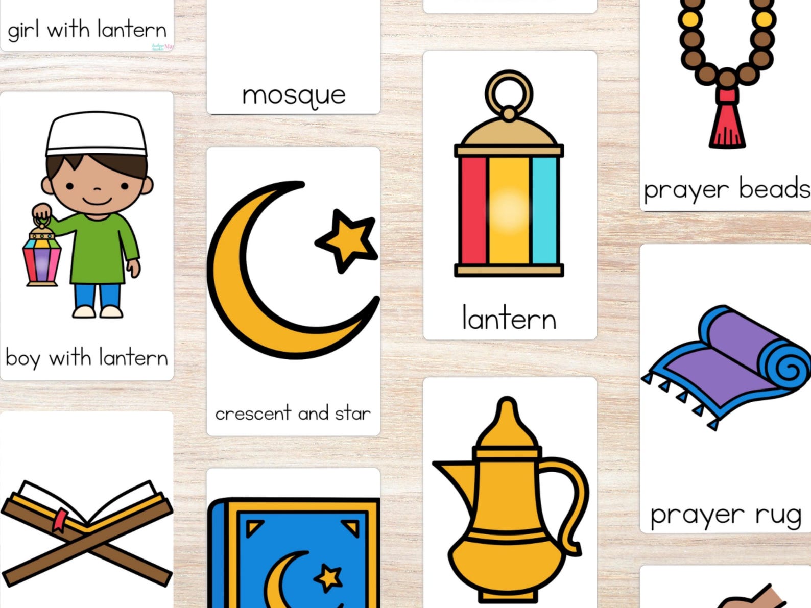 Ramadan Flashcards for Preschool, Printable Flashcards for Toddlers and ...