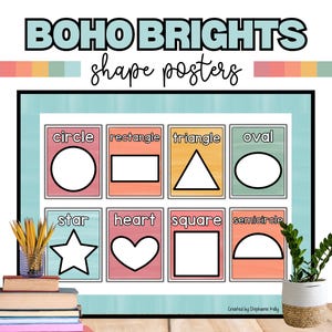 Printable Shape Posters Classroom Decor, Boho, Watercolor, 2D Shapes ...