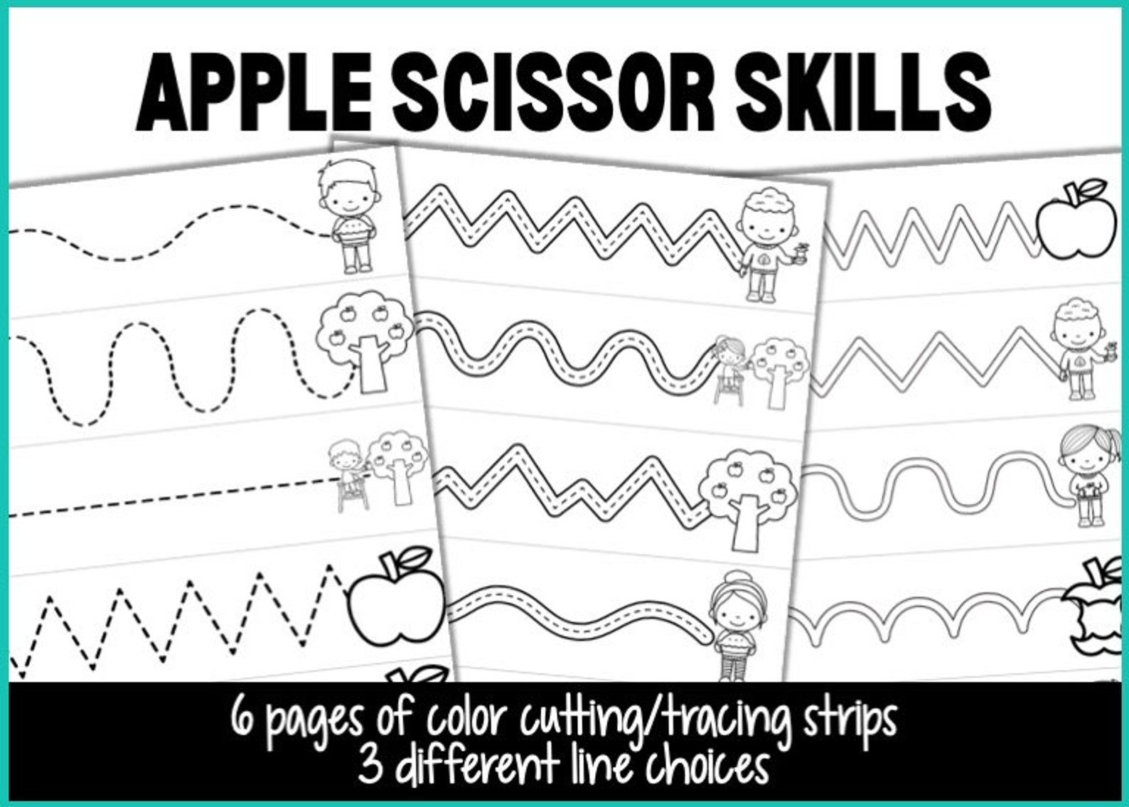 Apple Cutting and Tracing Pages for Preschool, Apple Cutting Practice ...