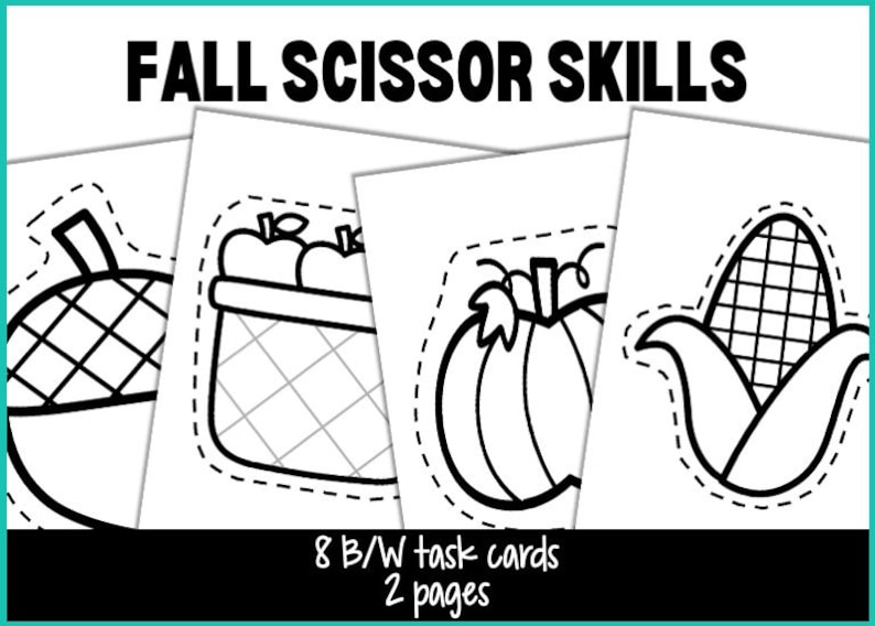 Fall Cutting and Tracing Pages for Preschool, Printable, Scissor ...