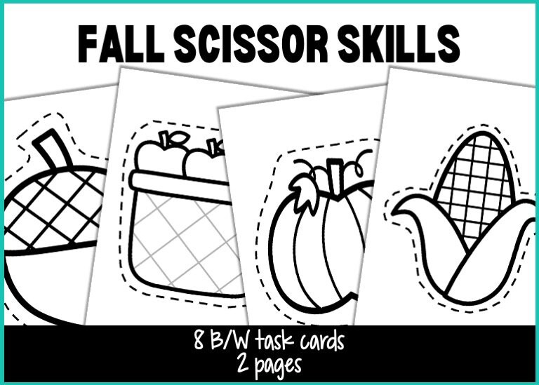 Fall Cutting and Tracing Pages for Preschool, Printable, Scissor ...