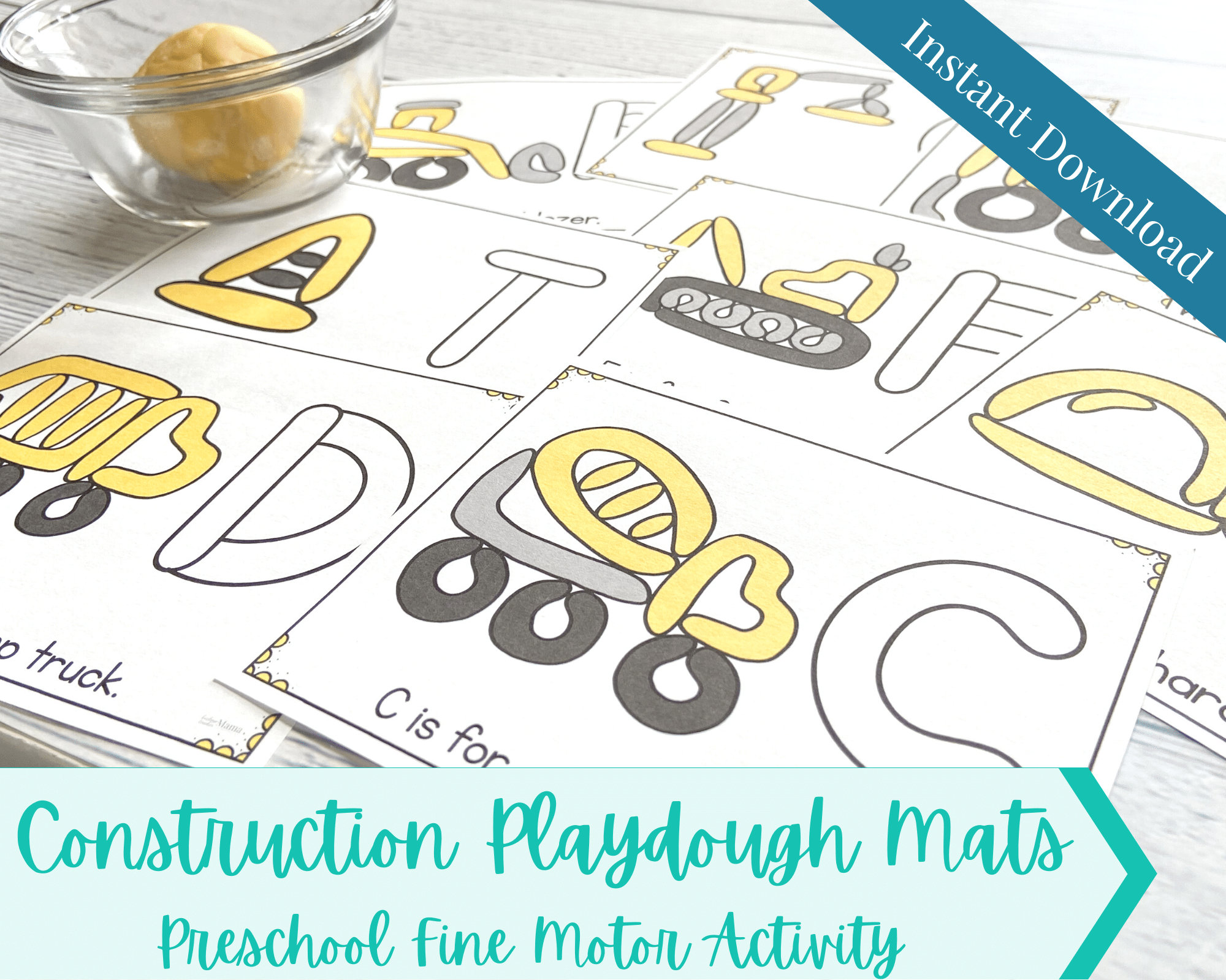 Construction Playdough Mats, Preschool Fine Motor Mats, Construction ...