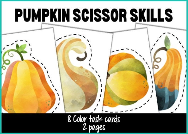 Pumpkin Cutting and Tracing Pages for Preschool, Printable, Scissor ...