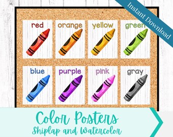 Printable Number Posters Classroom Decor Shiplap Watercolor | Etsy