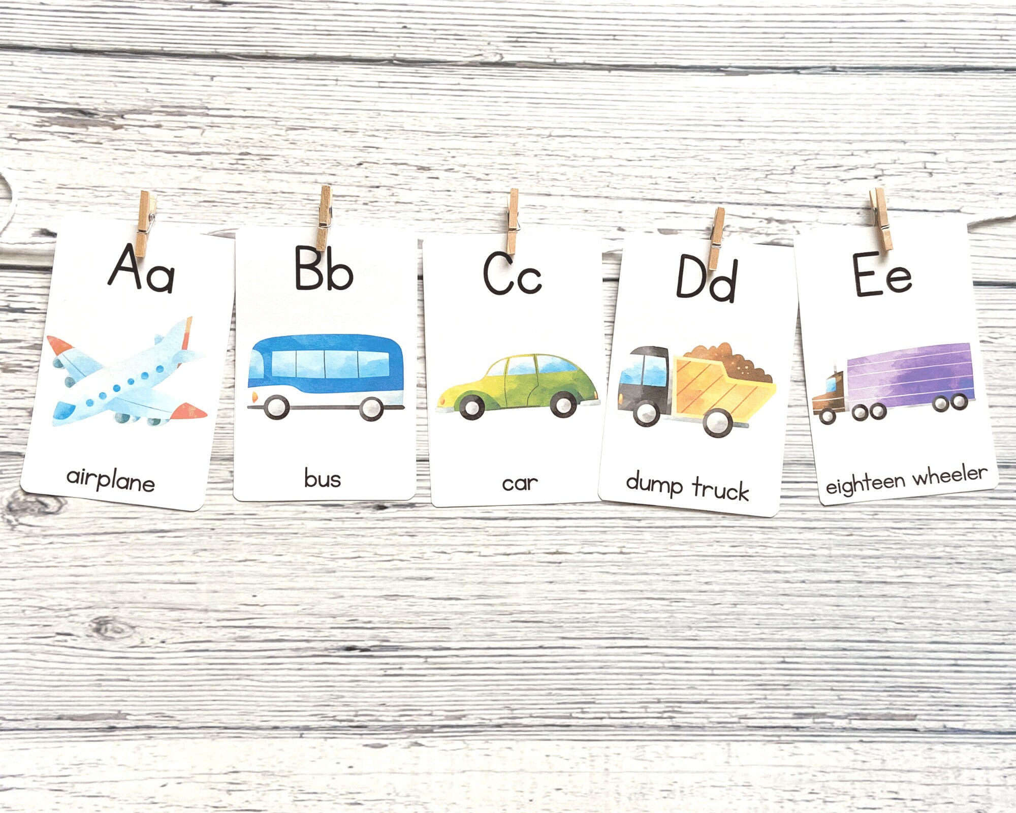ABC Transportation Flash Cards, Vehicle Flashcards, Alphabet Vehicle ...